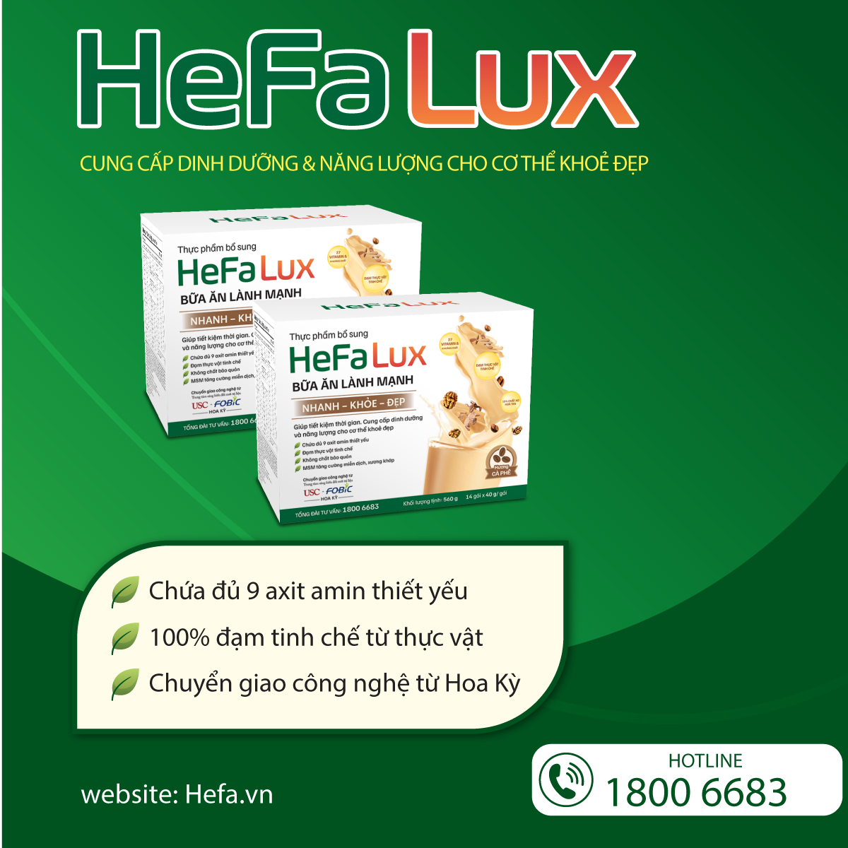 Thực phẩm bổ sung HeFa Lux - Bữa ăn lành mạnh - Nhanh - Khỏe - Đẹp ...